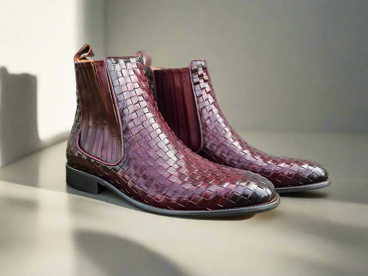 Basket Weave Leather Chelsea Boot – ParaHombreUSA