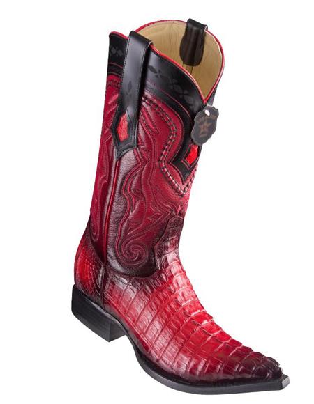 Los Altos Boots Caiman Tail Red Pointed Toe Cowboy Boots – ParaHombreUSA