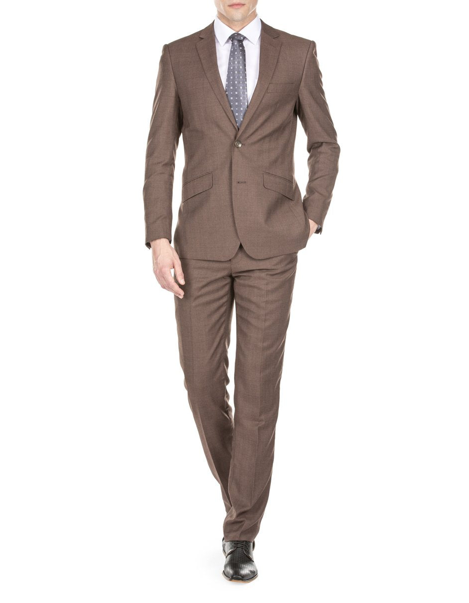 Mens Modern Fit Textured Suit Light Brown – ParaHombreUSA