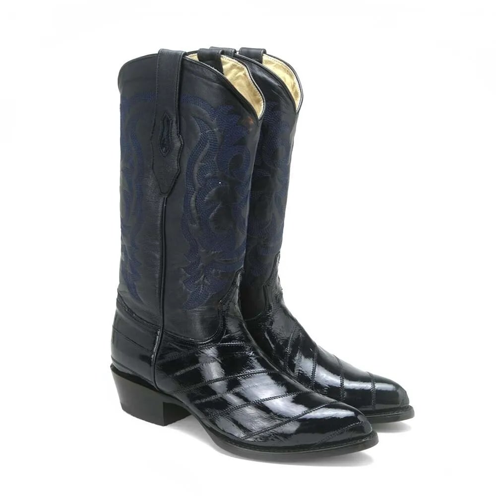 J Toe Cowboy Boots - J Toe Western Boots - Los Altos Navy Eel Skin J-T ...