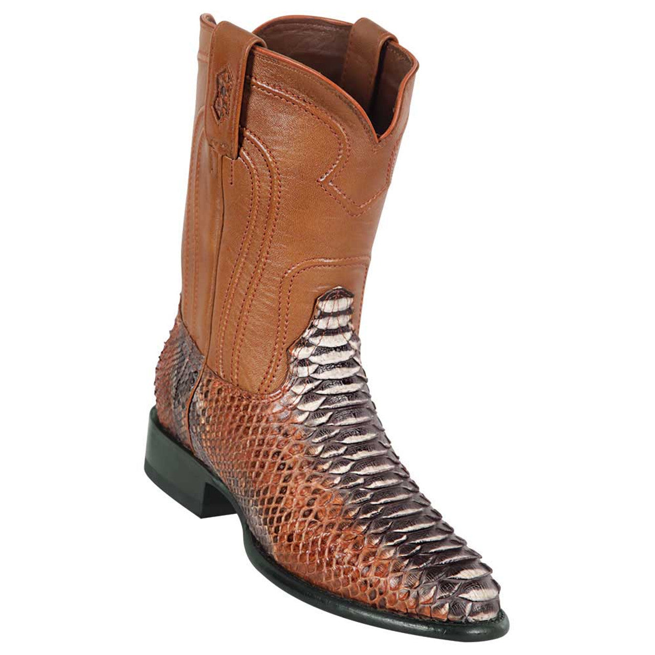 Los Altos Men's Original Python Rustic Cognac Roper Toe Boots ...