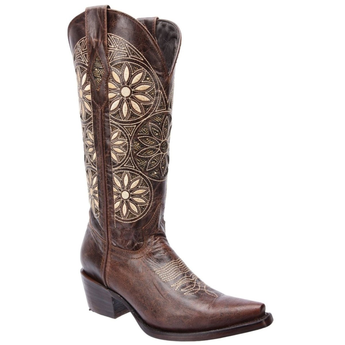 Botas de Cuero Original Horma Punta Recortada para Mujer Color Cafe WD ...