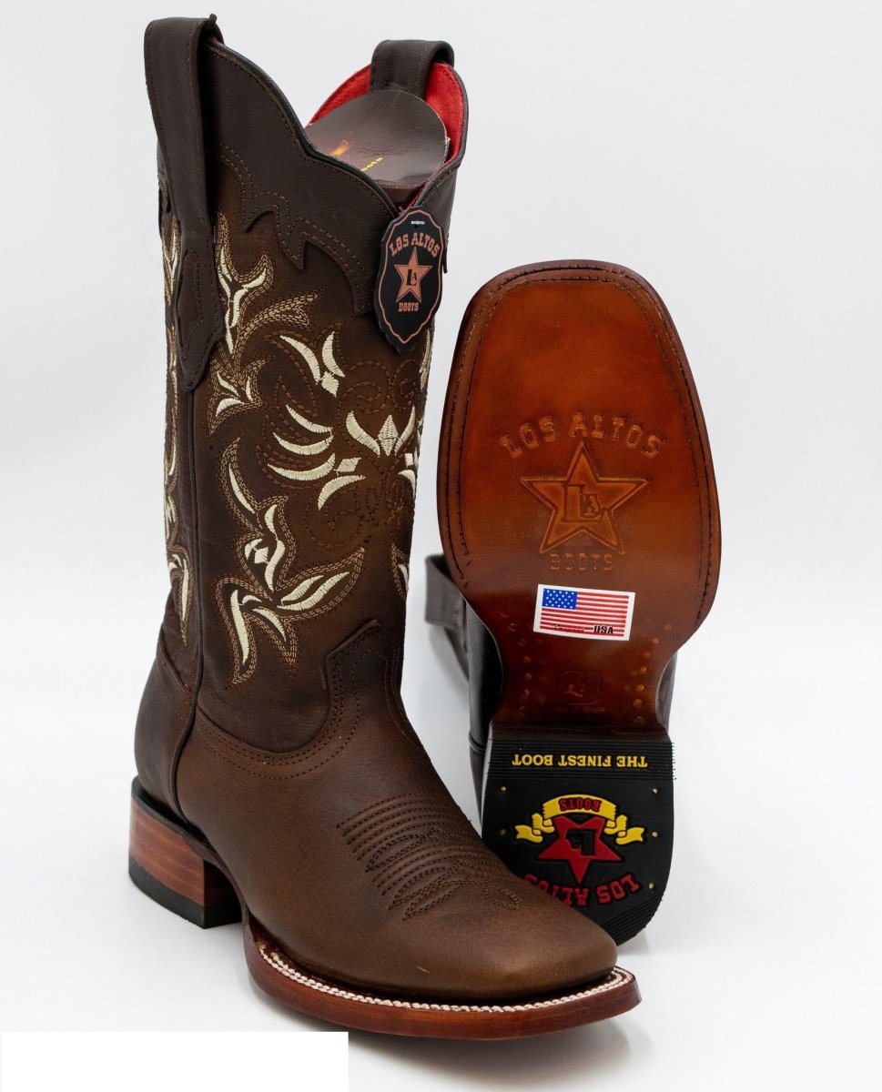 Botas de Cuero Rage Horma Rodeo Cuadrada para Dama Color Nuez LAB-322N ...