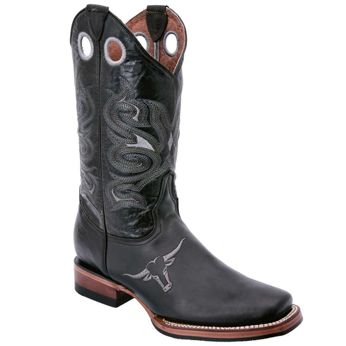 Botas Vaqueras de Cuero con Toro Bordado Horma Rodeo WD – ParaHombreUSA